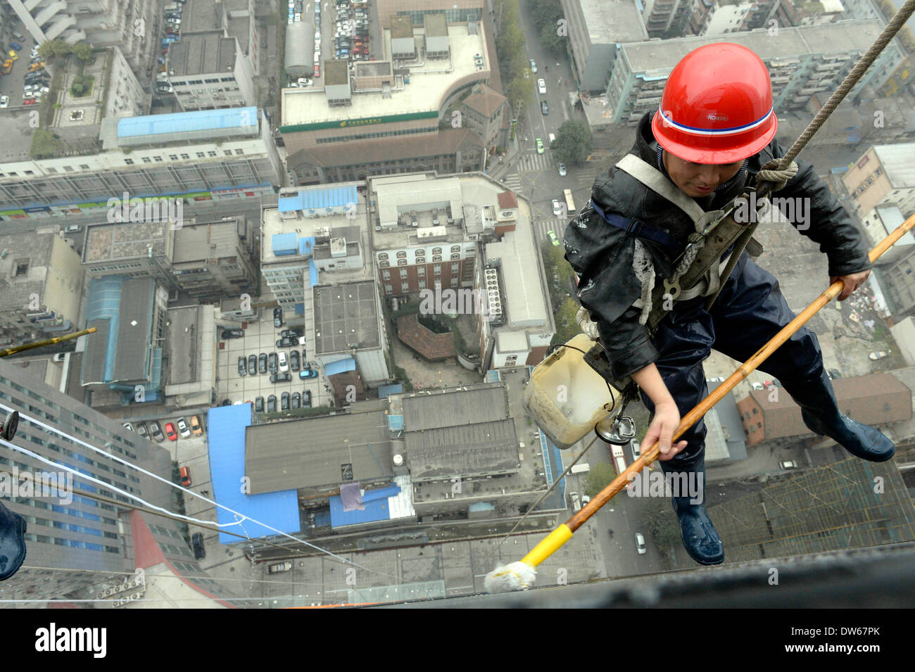 Chengdu, China's Sichuan Province. 28th Feb, 2014. A "spiderman ...