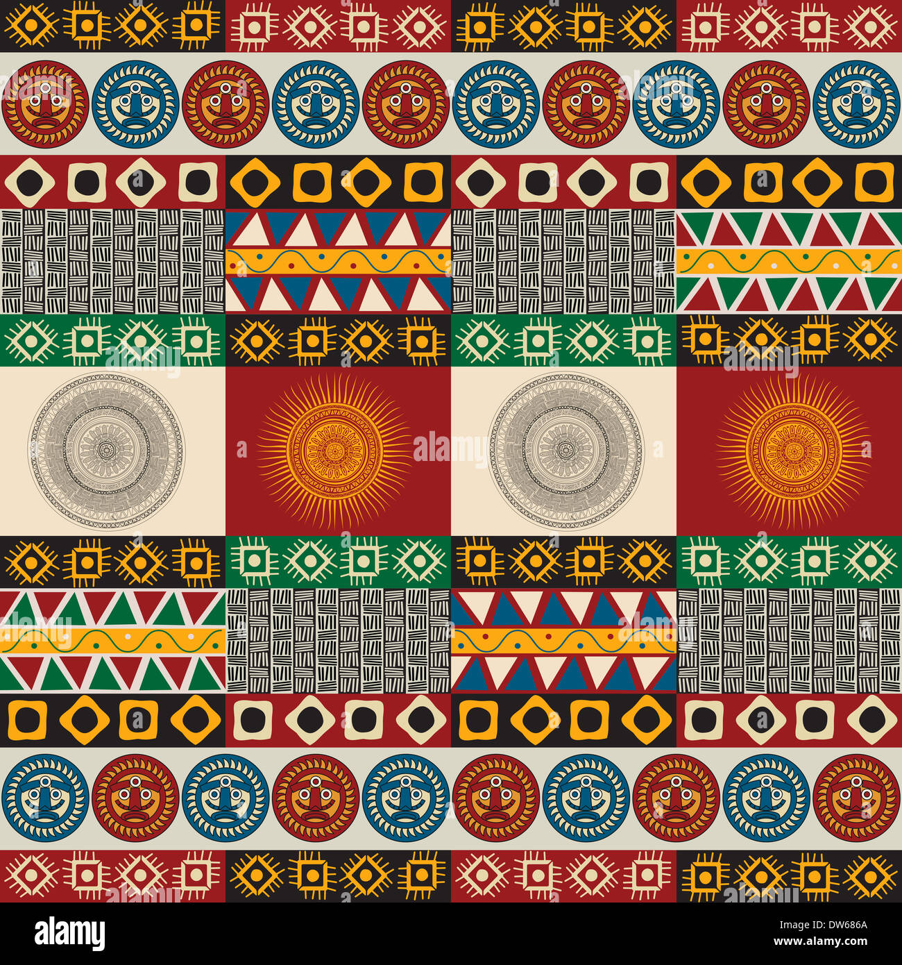 Seamless mayan, aztec pattern in colors Stock Photo - Alamy
