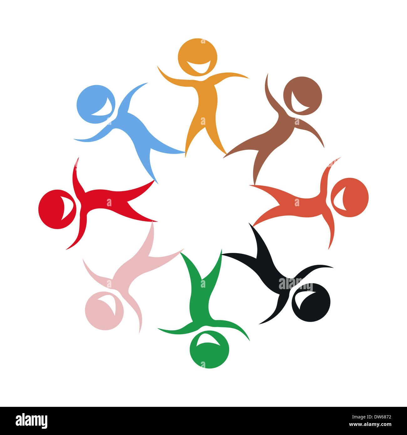 Illustration of multi ethnic group of stylized children silhouettes ...