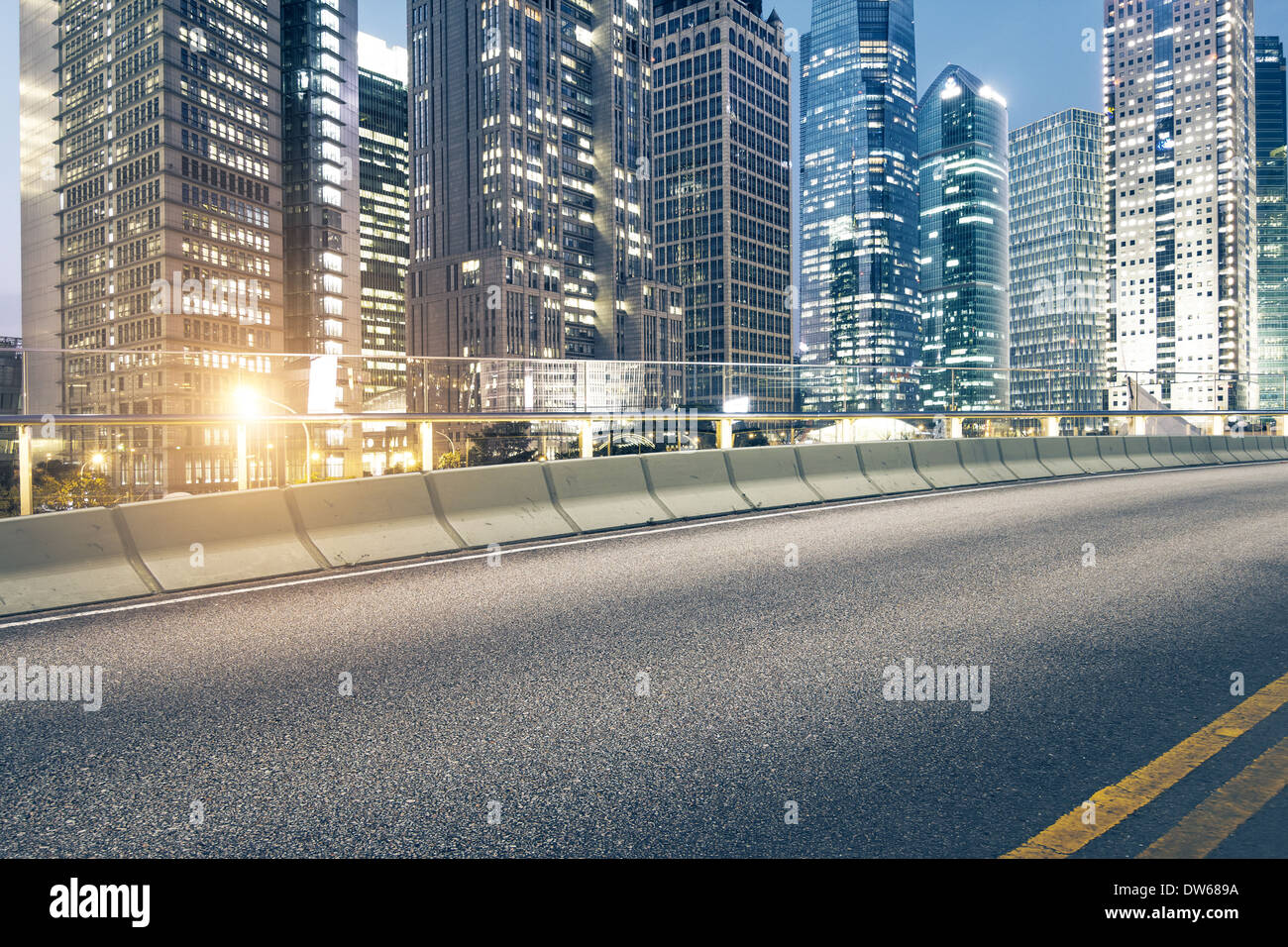 The city and the road in the modern office building background Stock ...