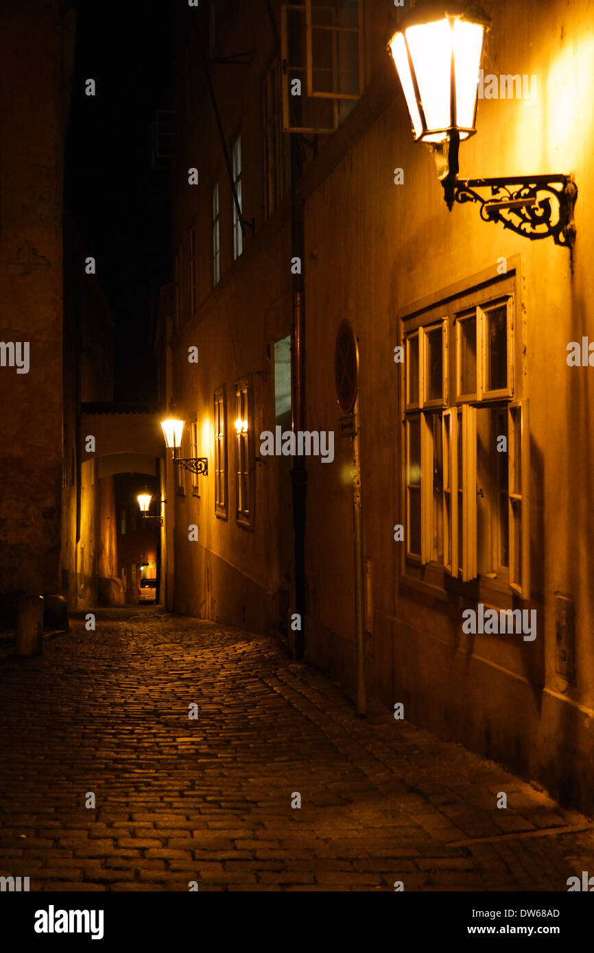 Old European street at night Stock Photo - Alamy
