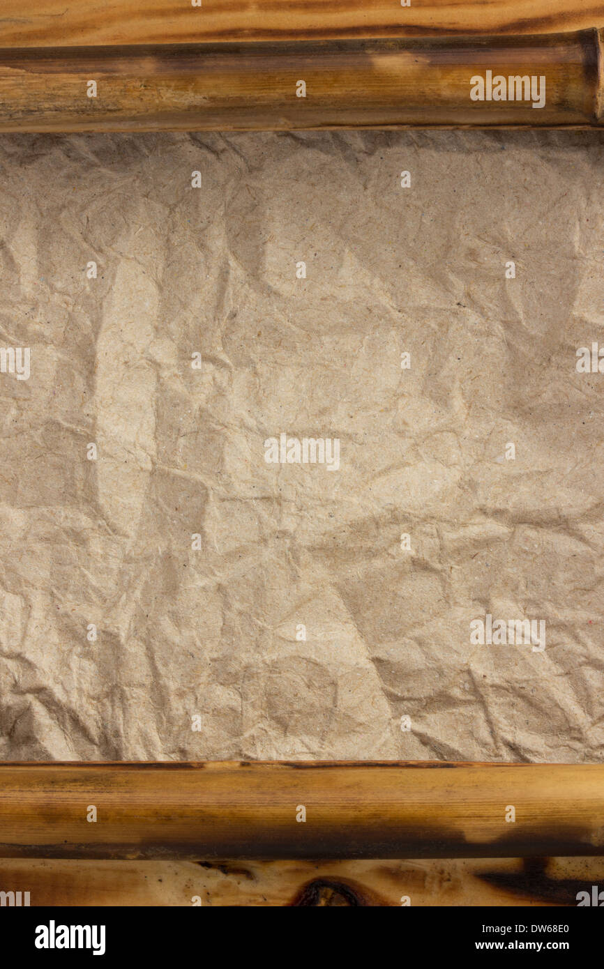 wooden frame at wrinkled paper Stock Photo - Alamy
