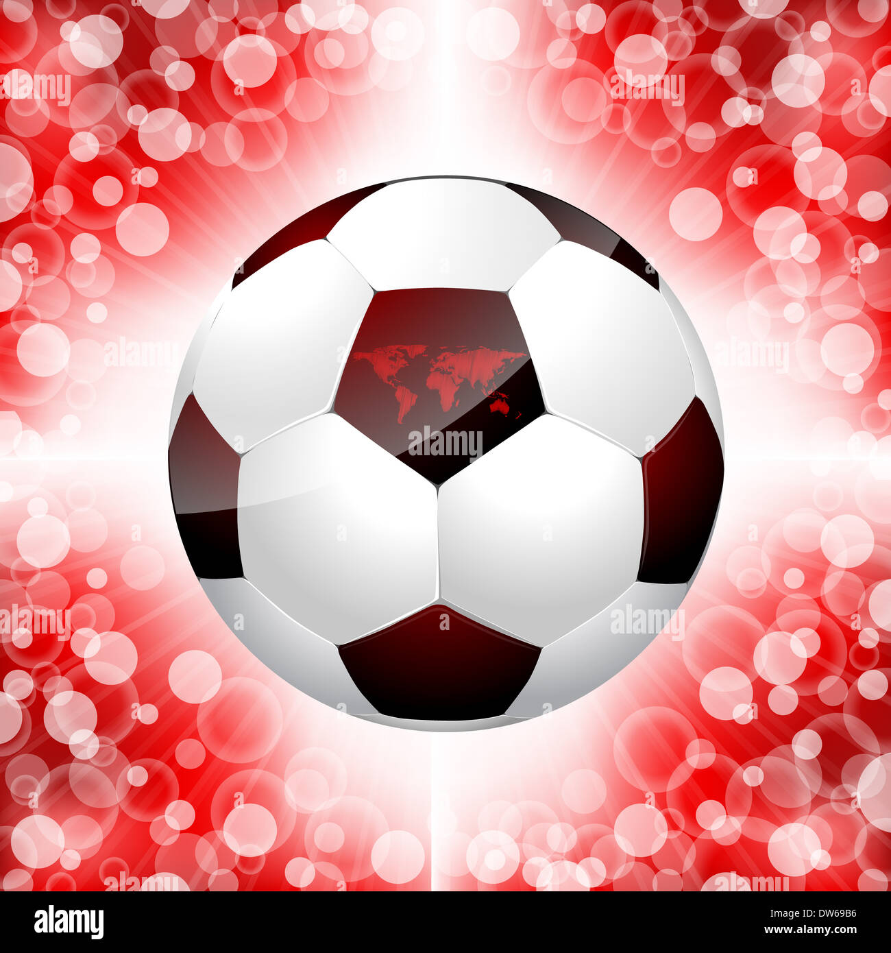 Soccer ball poster design with dotted red background Stock Photo - Alamy