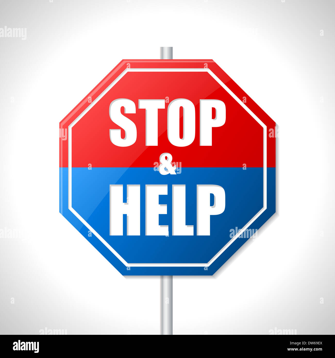 Stop and help bicolor traffic sign on white Stock Photo - Alamy