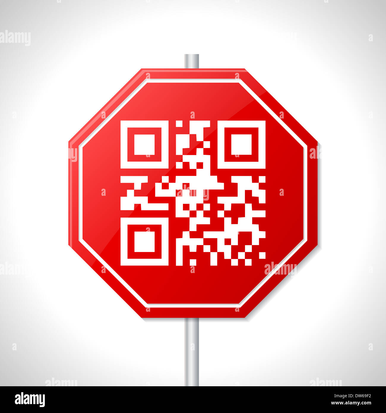 Stop sign design with white qr code Stock Photo - Alamy