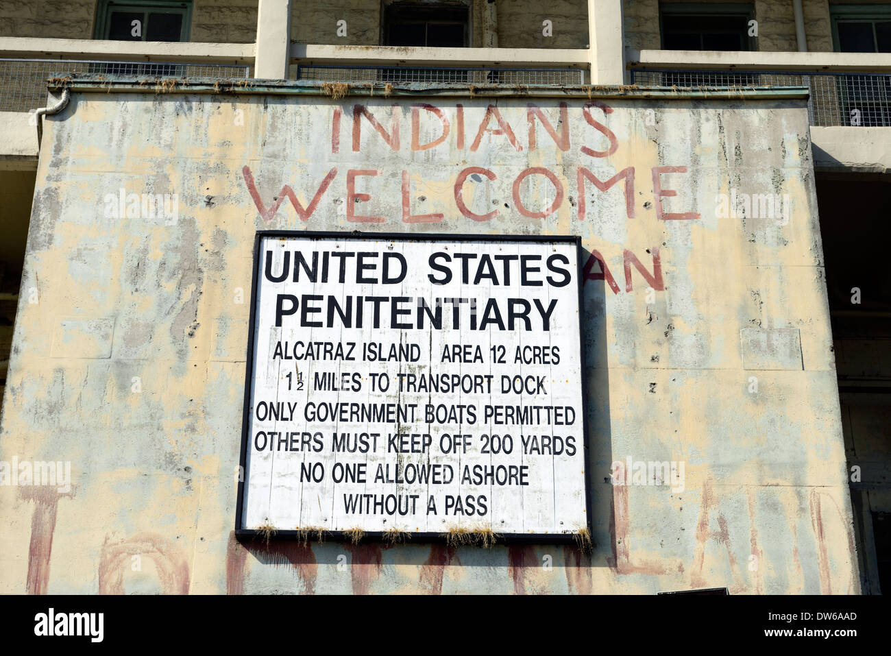 indians welcome graffiti sign alcatraz island jail maximum security ...