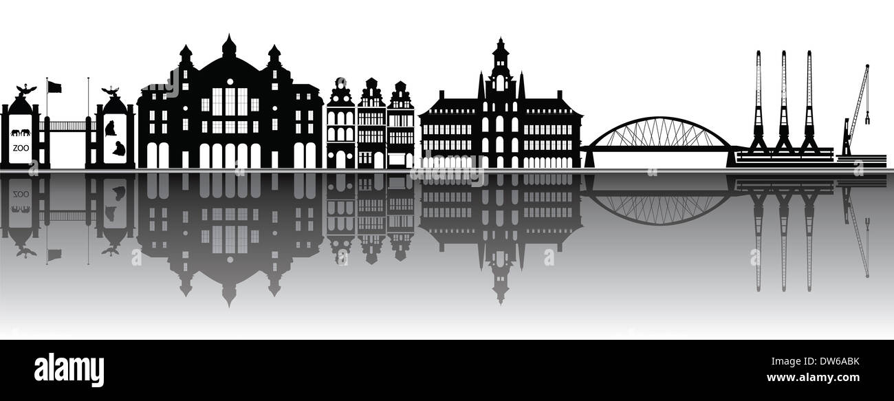 antwerp skyline with station zoo and industry Stock Photo - Alamy