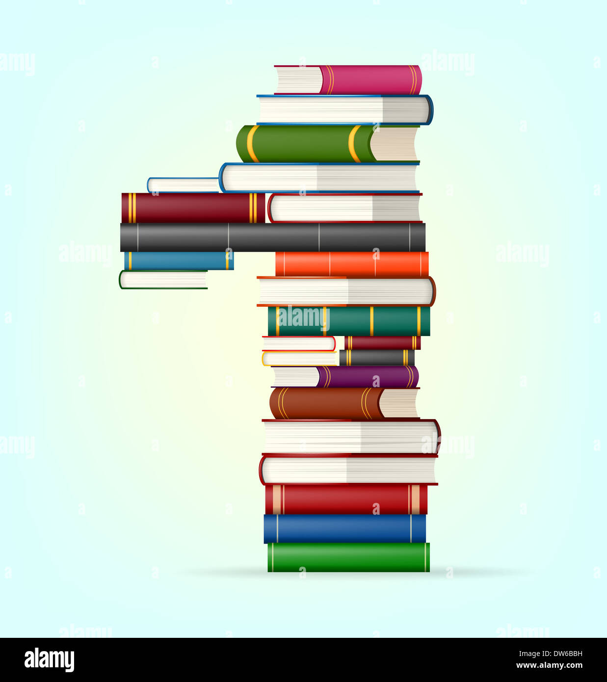 Number 1. Stacks of multi colored books vector illustration Stock Photo ...