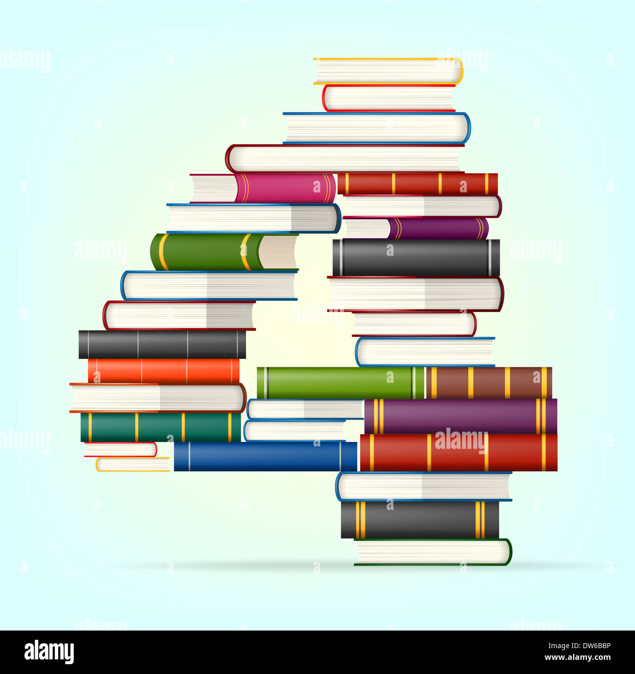 Number 4. Stacks of multi colored books vector illustration Stock Photo ...