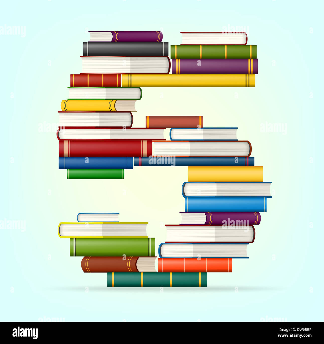 Number 5 . Stacks of multi colored books vector illustration Stock ...