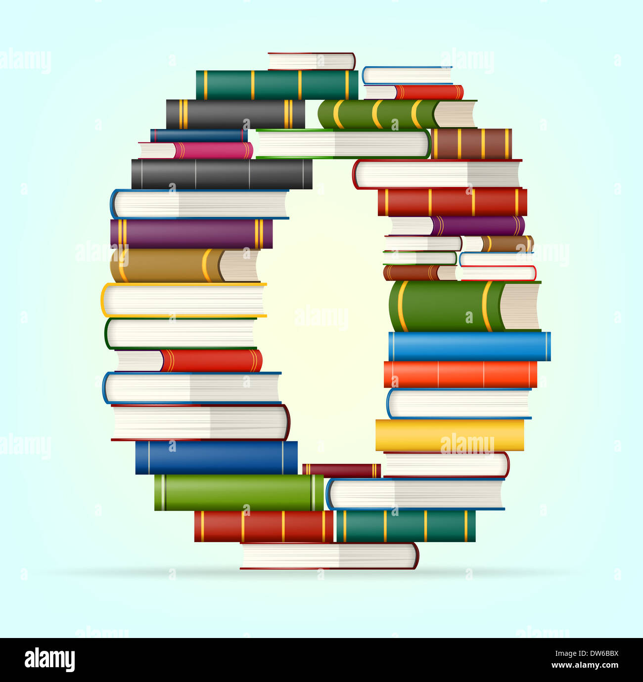 Number 0. Stacks of multi colored books vector illustration Stock Photo ...