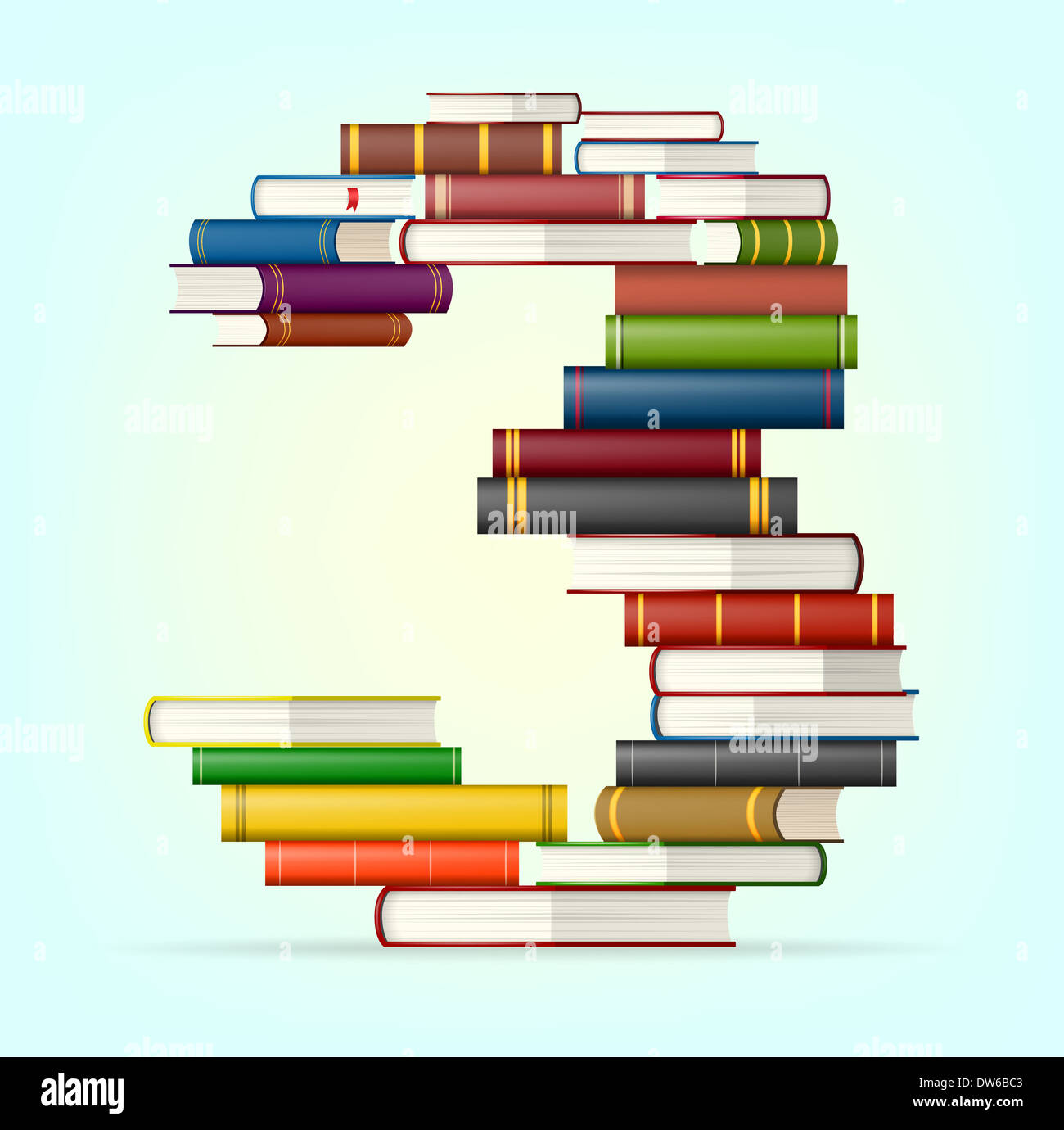 Number 3. Stacks of multi colored books vector illustration Stock Photo ...