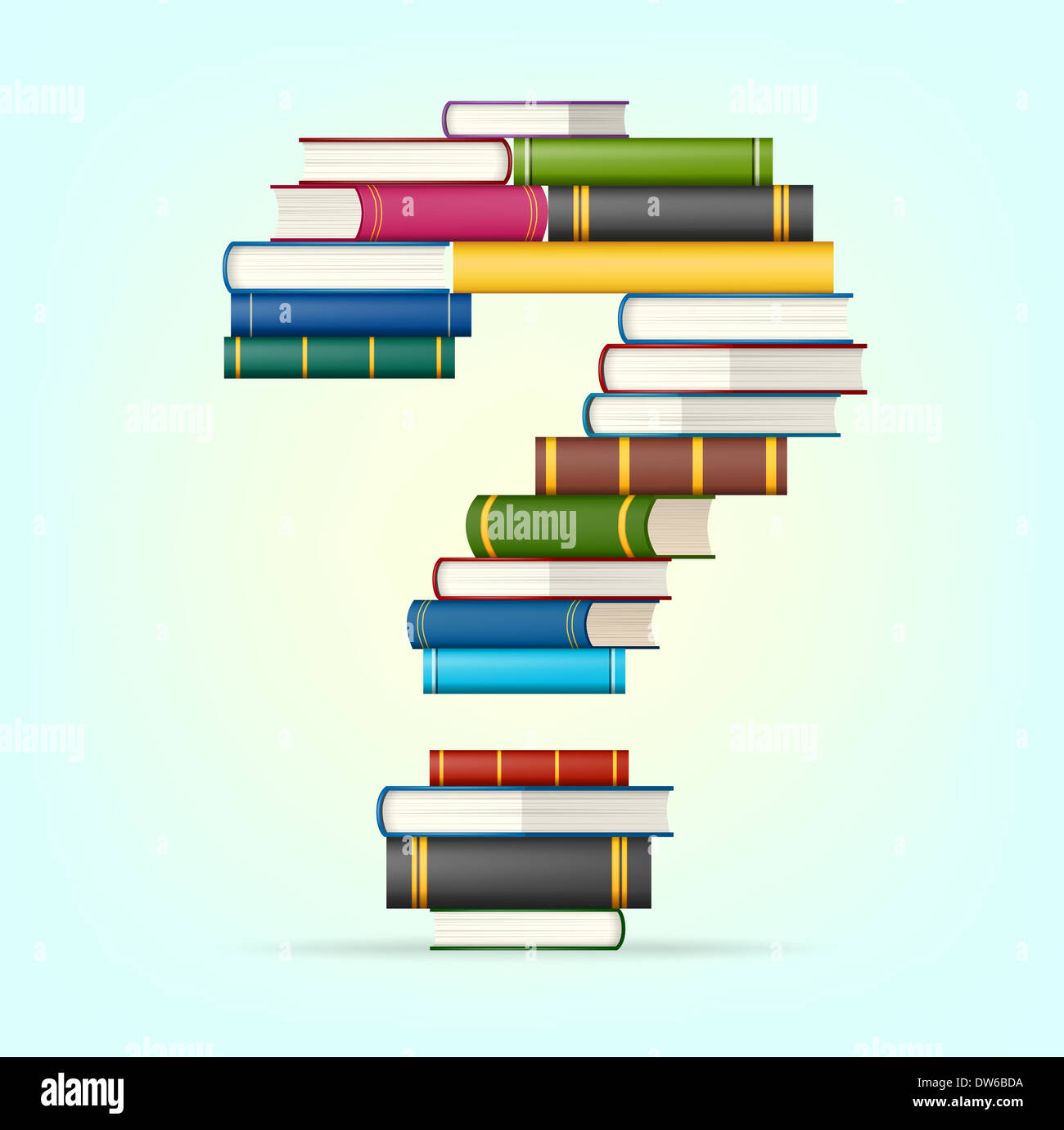 Question mark. Stacks of multi colored books vector illustration Stock ...