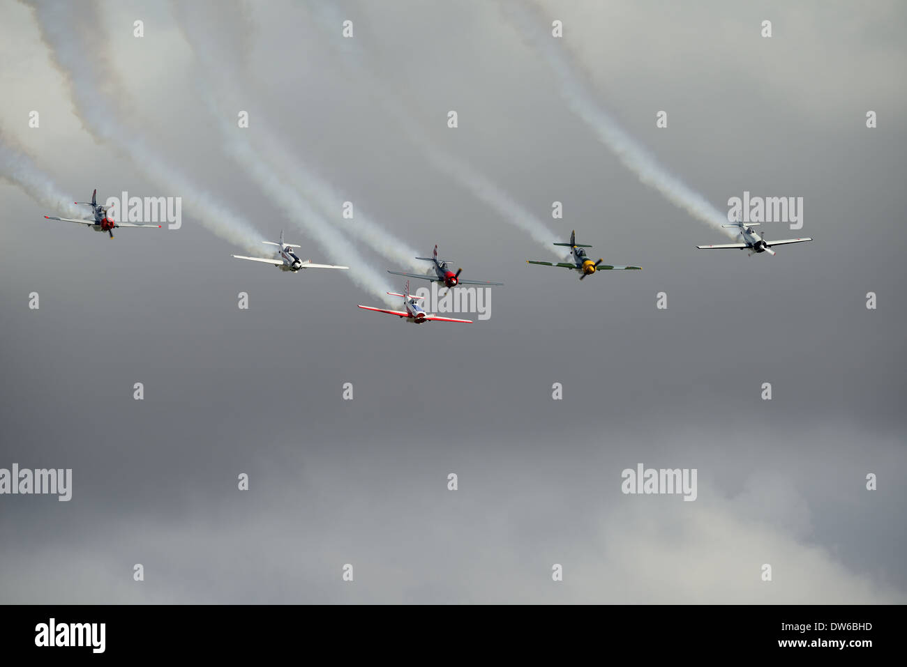 Yak-50 Aerostars aerobatic team flying at Duxford air show UK Stock ...