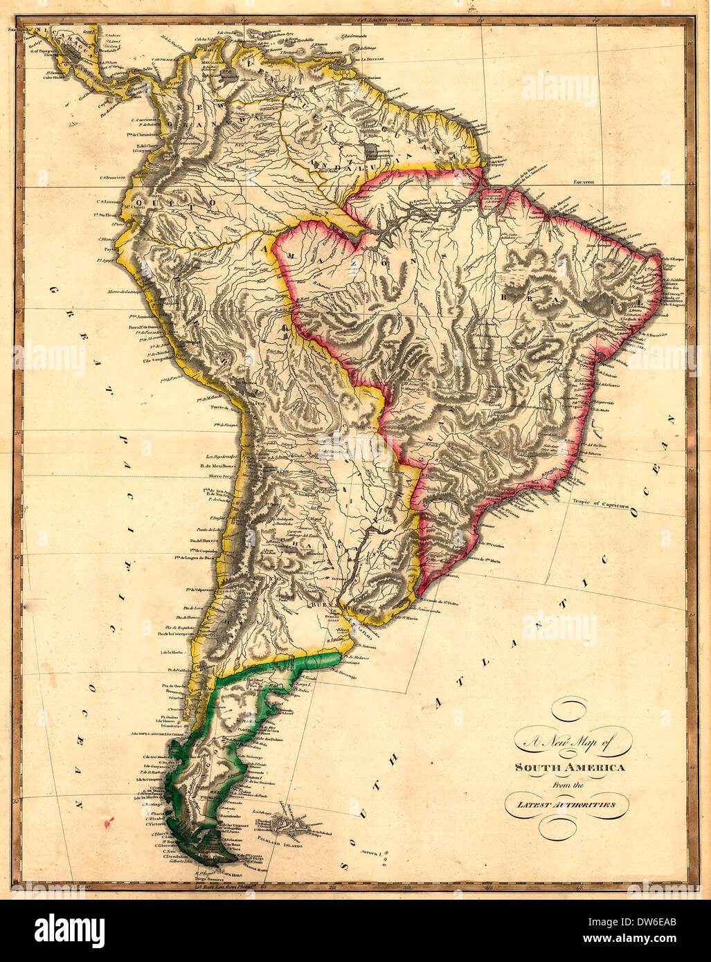 New map of South America from the latest authorities. 1817 Stock Photo ...