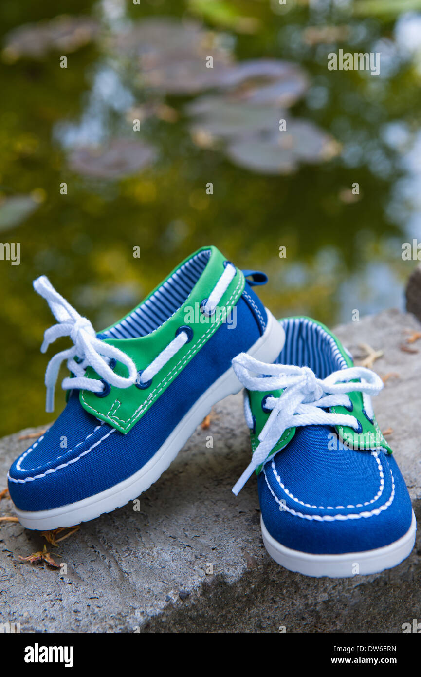 Baby blue shoes Stock Photo - Alamy