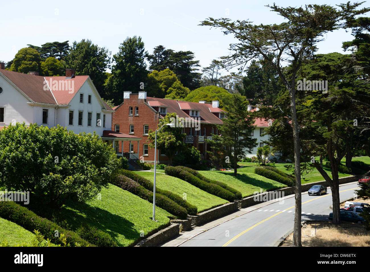Red roofed house houses housing presidio san franciscso tourist ...