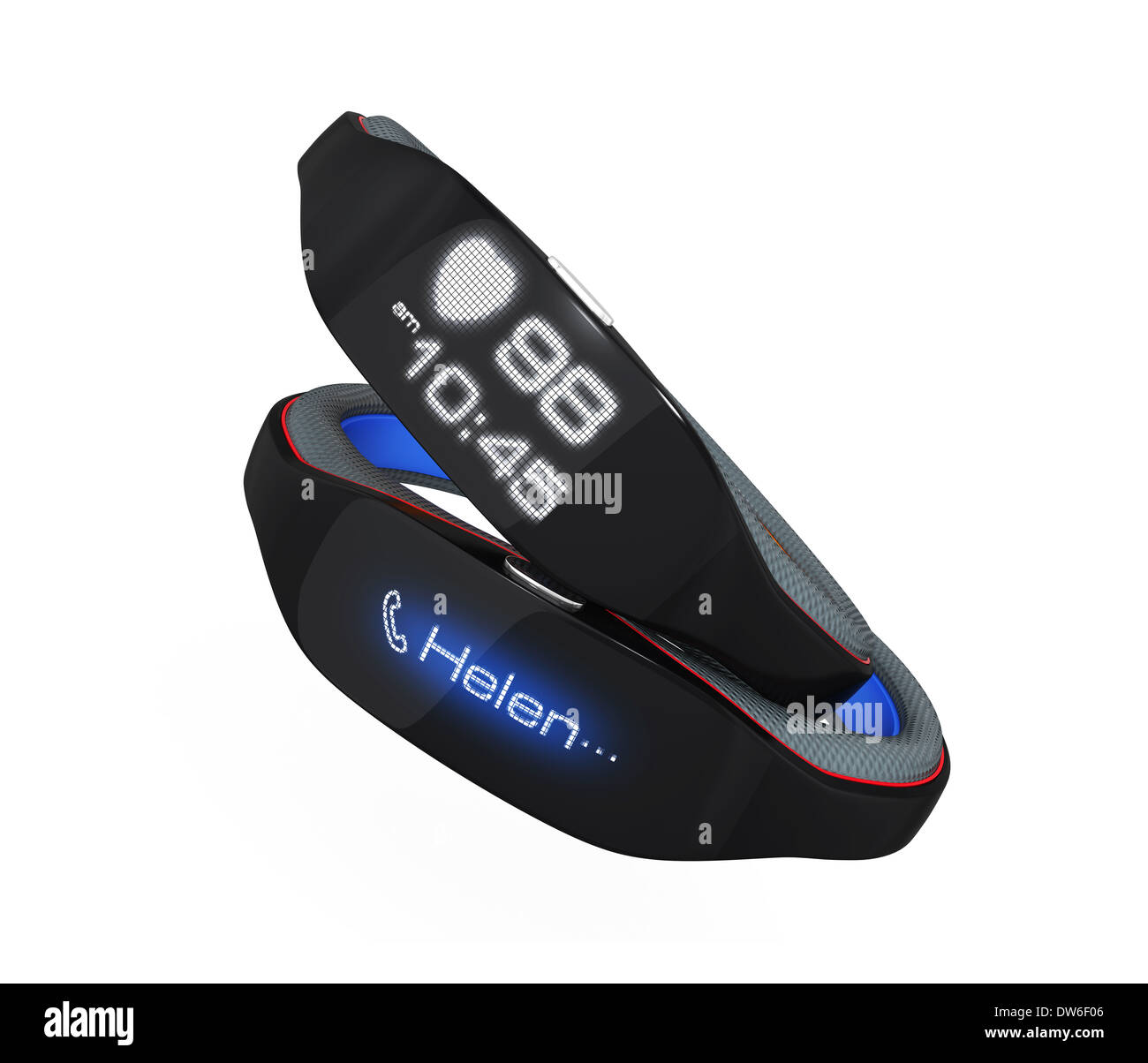 Smart wristbands show heart rate and phone call Stock Photo - Alamy