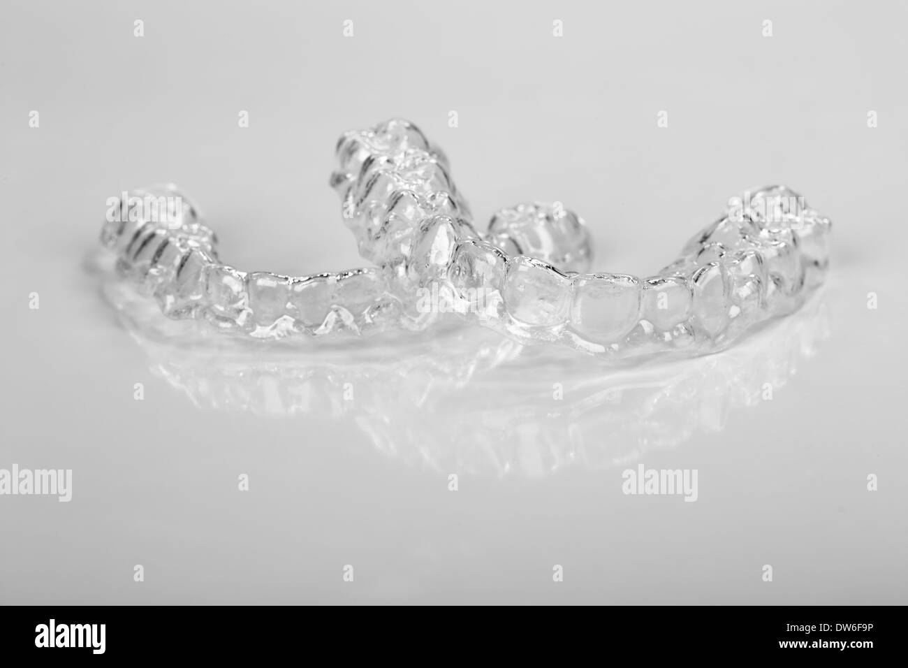 Translucent upper essix retainer on a plaster study model placed on a ...