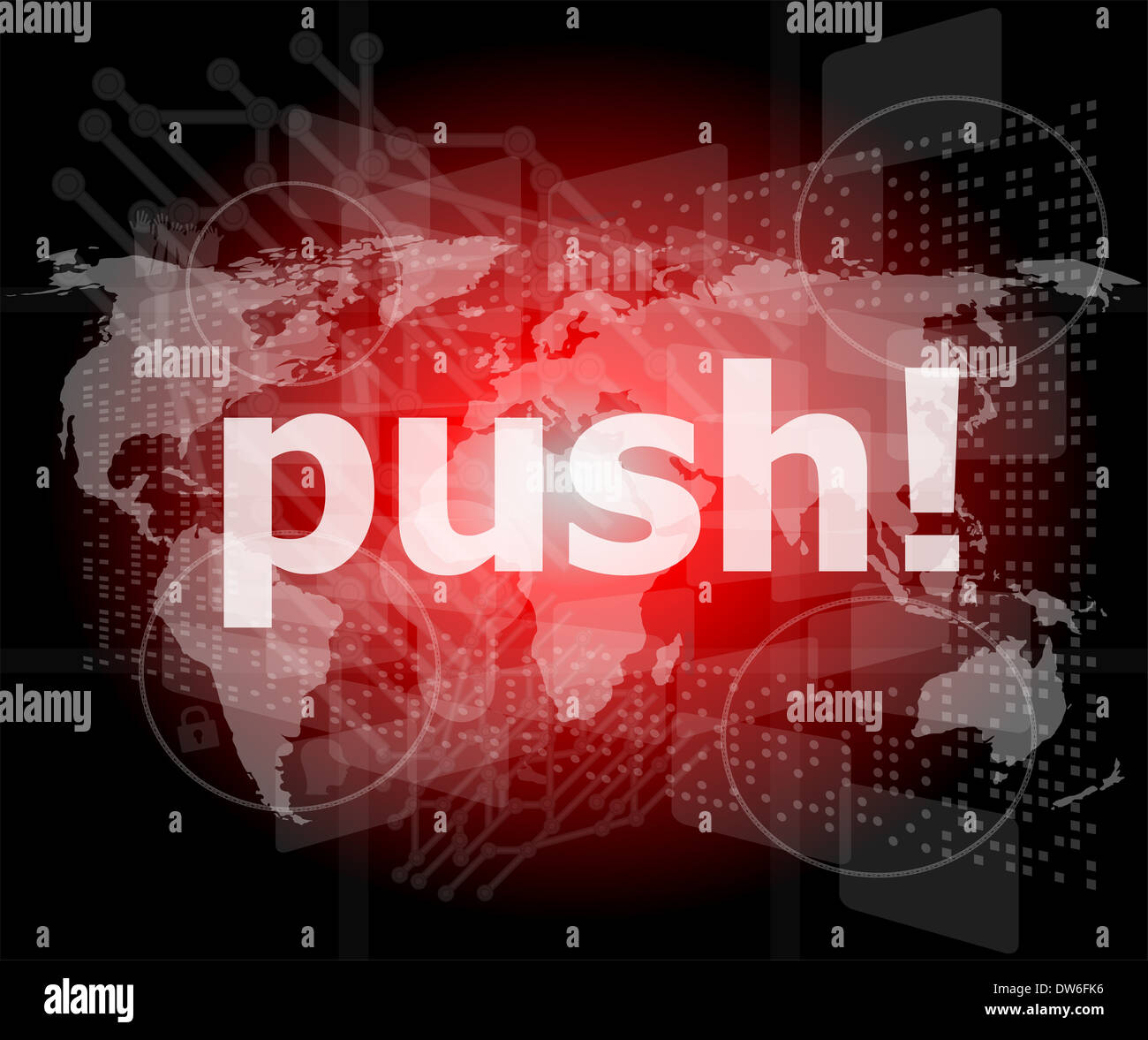 push word on digital touch screen interface Stock Photo - Alamy