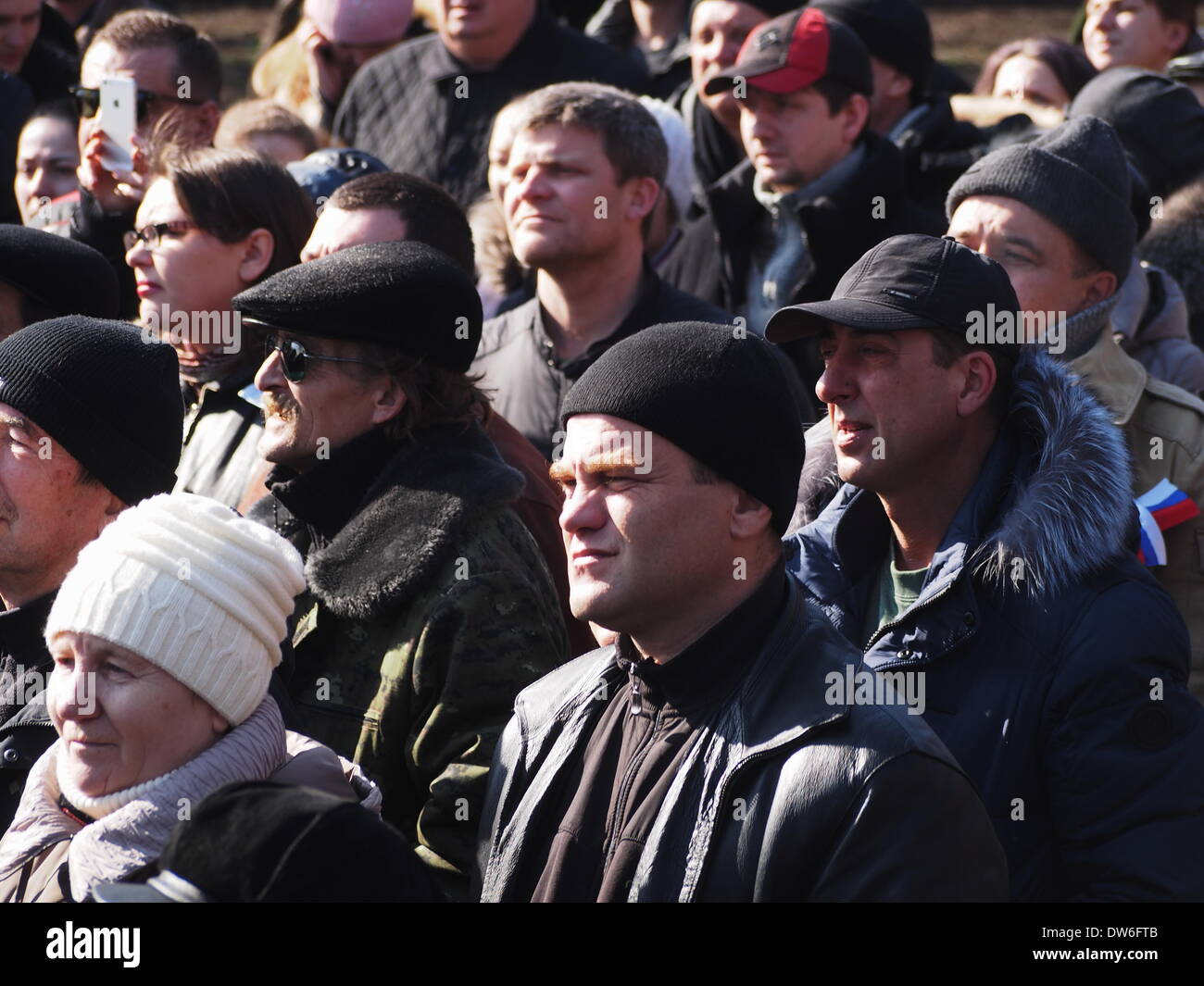 Lugansk, Ukraine. 1st March, 2014. Supporters of the old regime rally ...