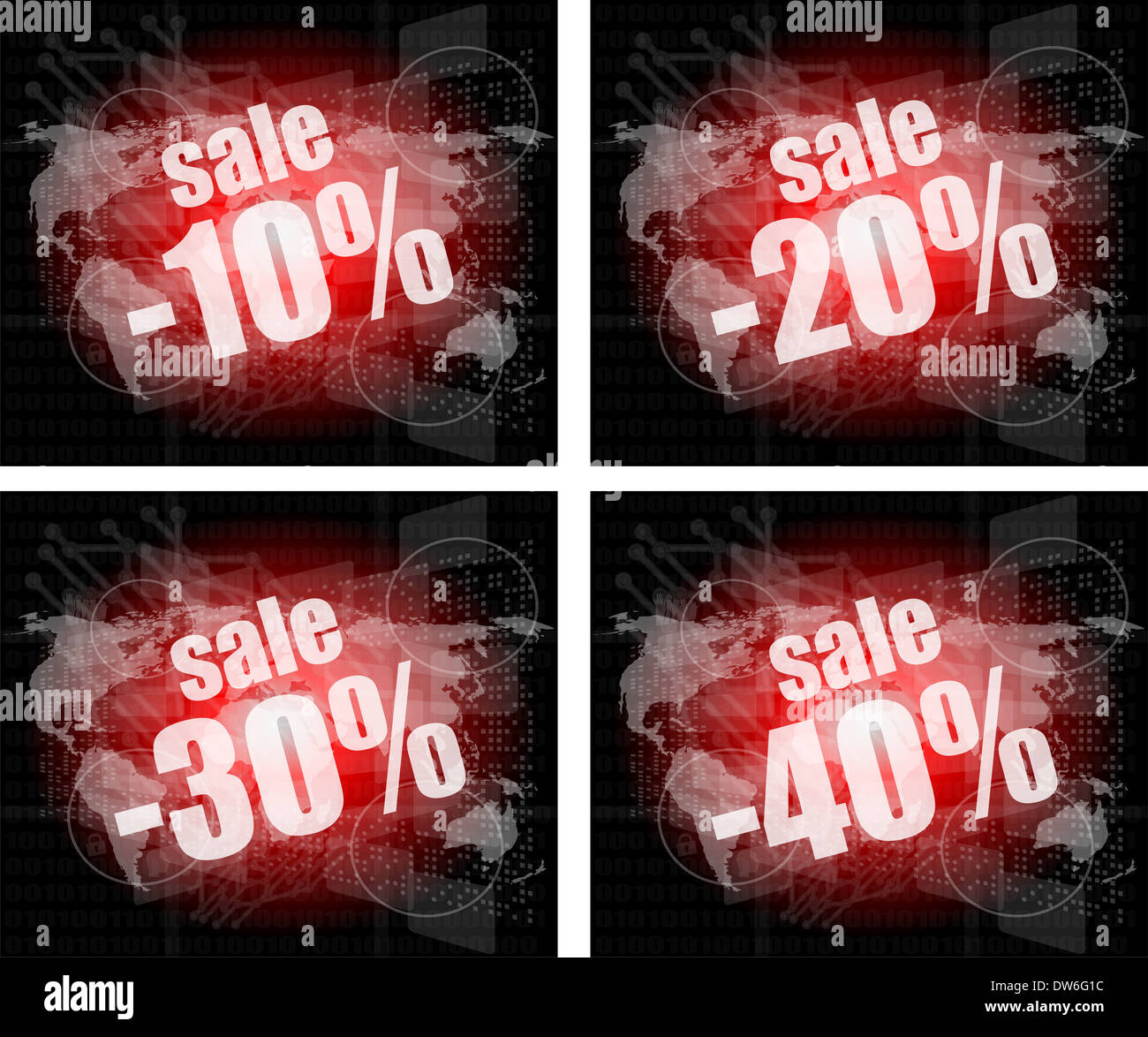 set of sale percentage words on business digital touch screen Stock ...