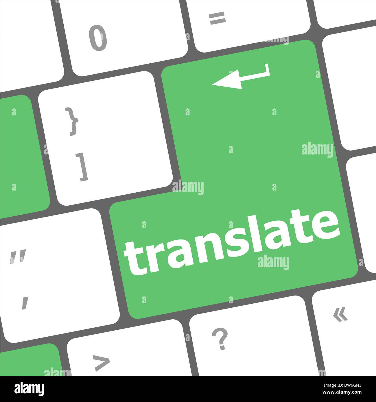 Multilingual translation on-line concept. Close up of multi language ...