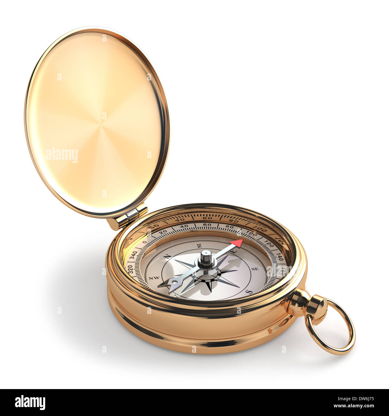 Gold compass on white isolated background. 3d Stock Photo - Alamy