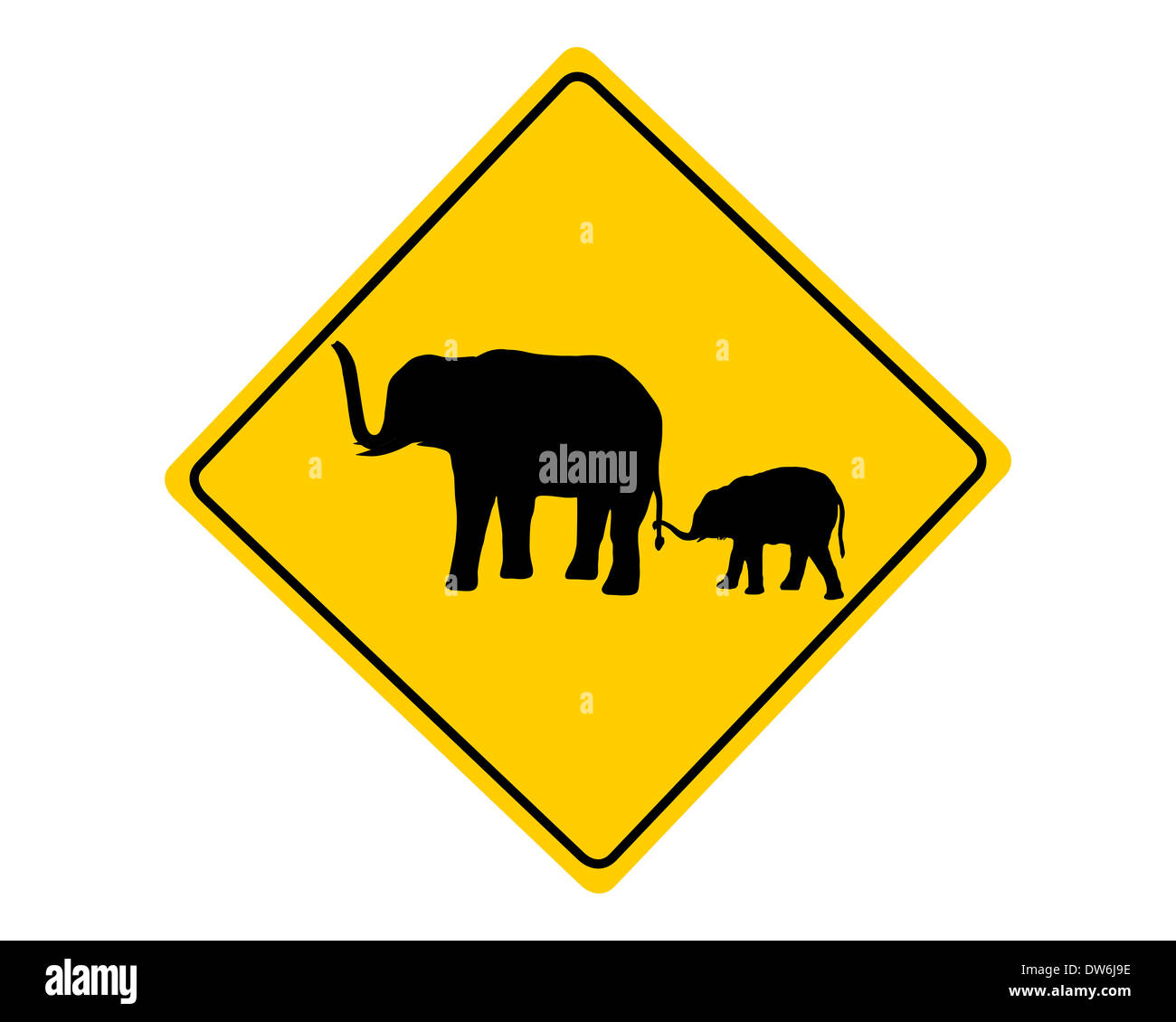 Elephants warning sign Stock Photo - Alamy