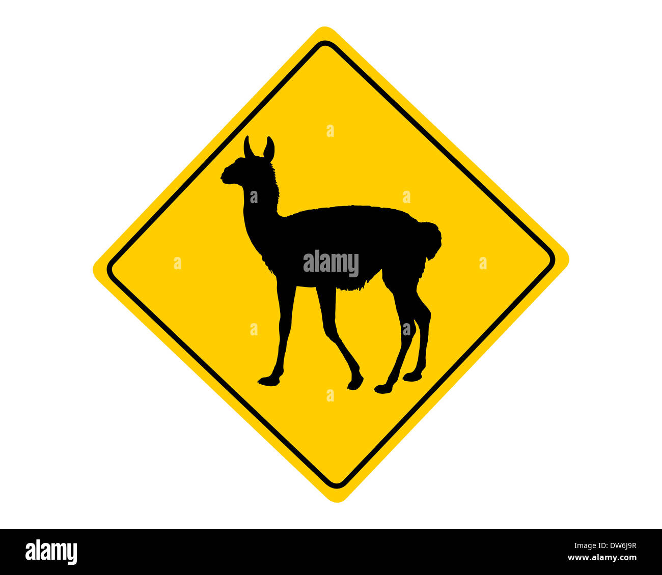Guanaco warning sign Stock Photo - Alamy