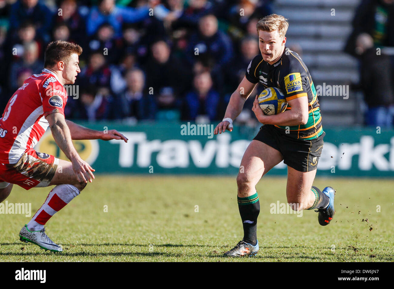 Northampton, England. 1st March, 2014. Tom STEPHENSON of Northampton ...