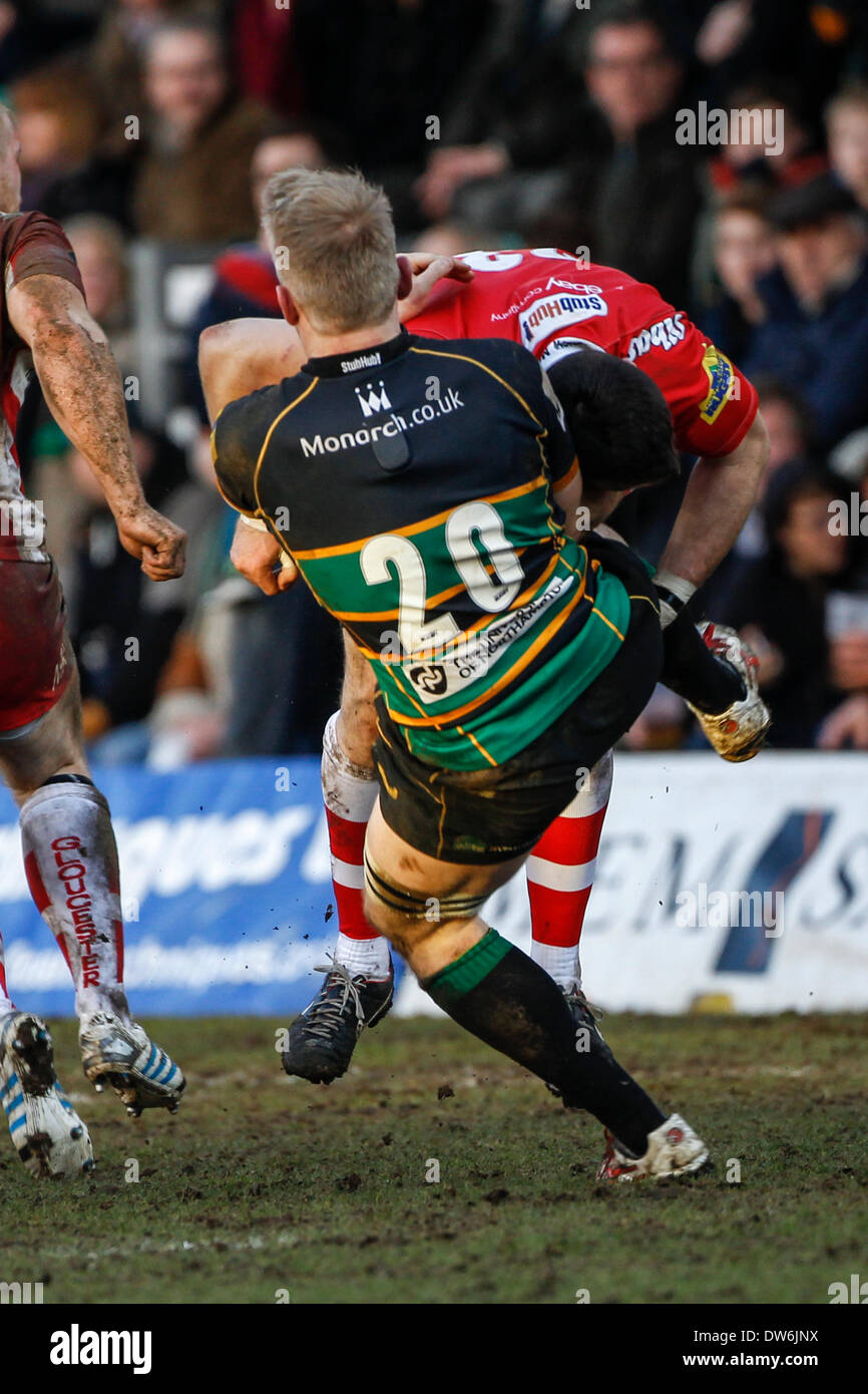Northampton, England. 1st March, 2014. Ben NUTLEY of Northampton Saints ...