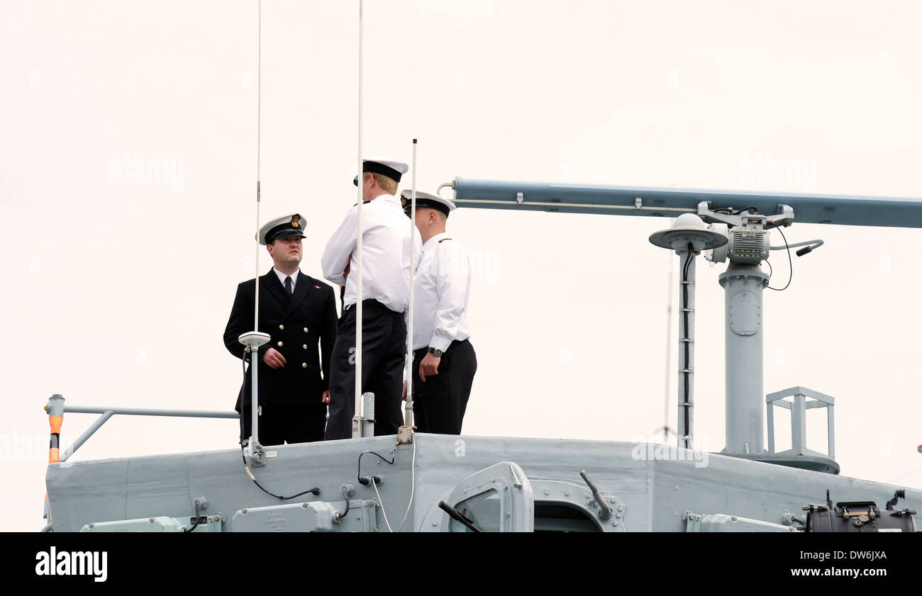 Captain of HMS Hurworth during Royal Pageant river Thames during Thames ...