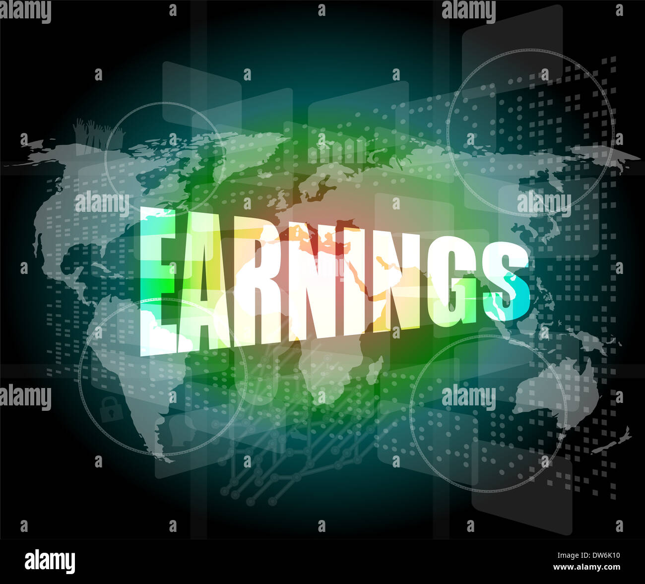 earnings words on touch screen interface Stock Photo - Alamy