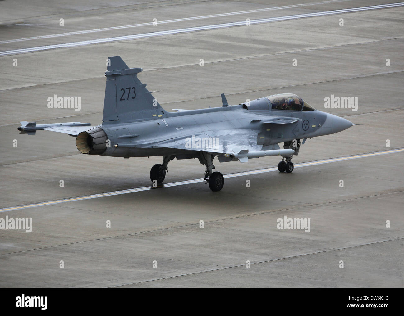 A Saab Gripen jet fighter aircraft operated by the Hungarian Defence ...
