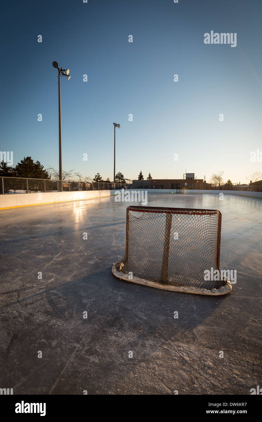 Outdoor Hockey Rink At Night