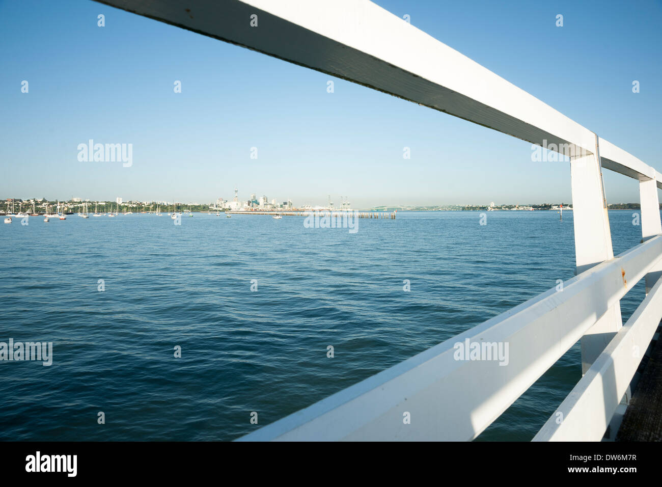 Auckland harbour from Okahu Bay jetty. Auckland.New Zealand.Okahu Bay ...