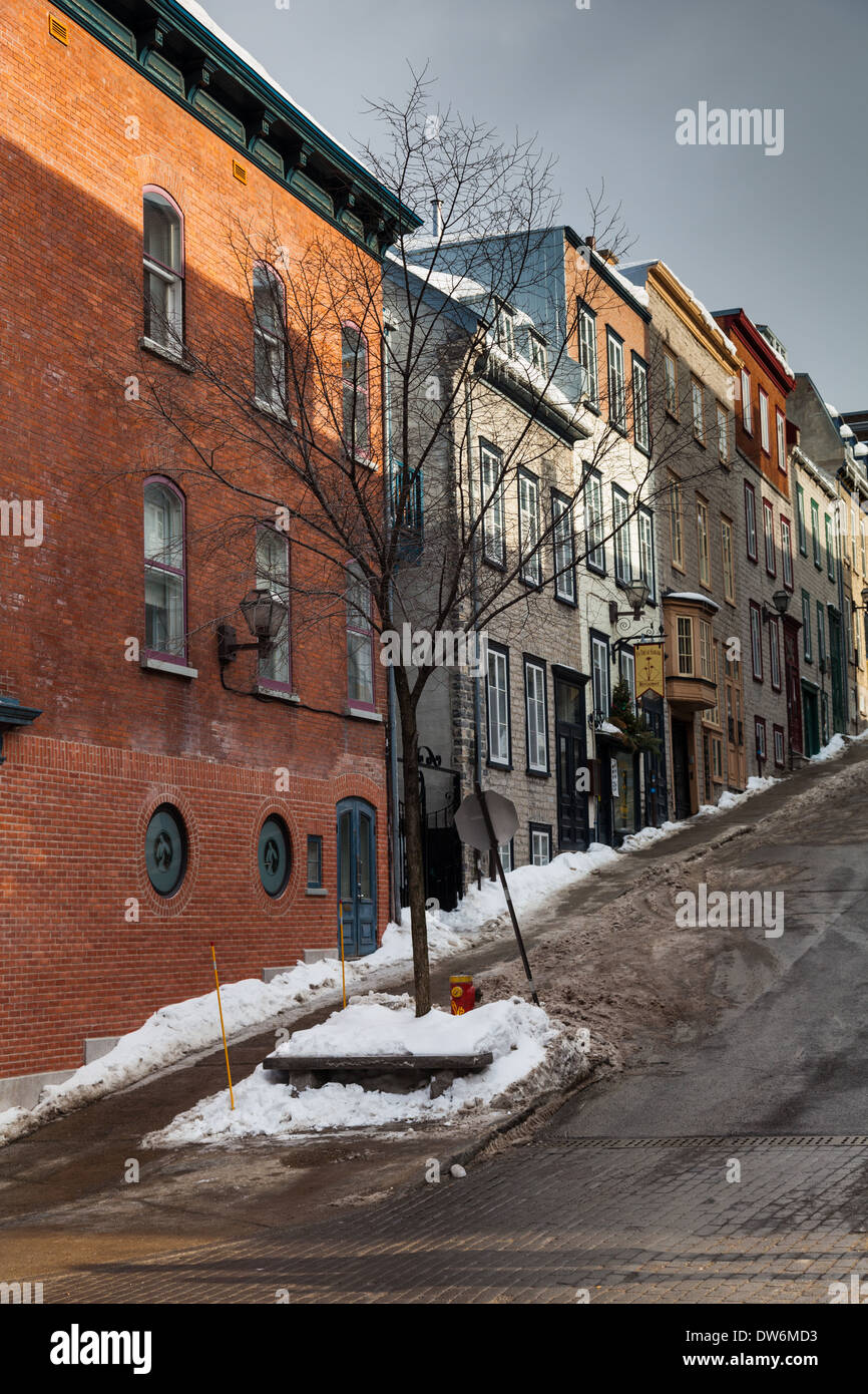 Street scene of a steep hill in Quebec City, Canada Stock Photo - Alamy