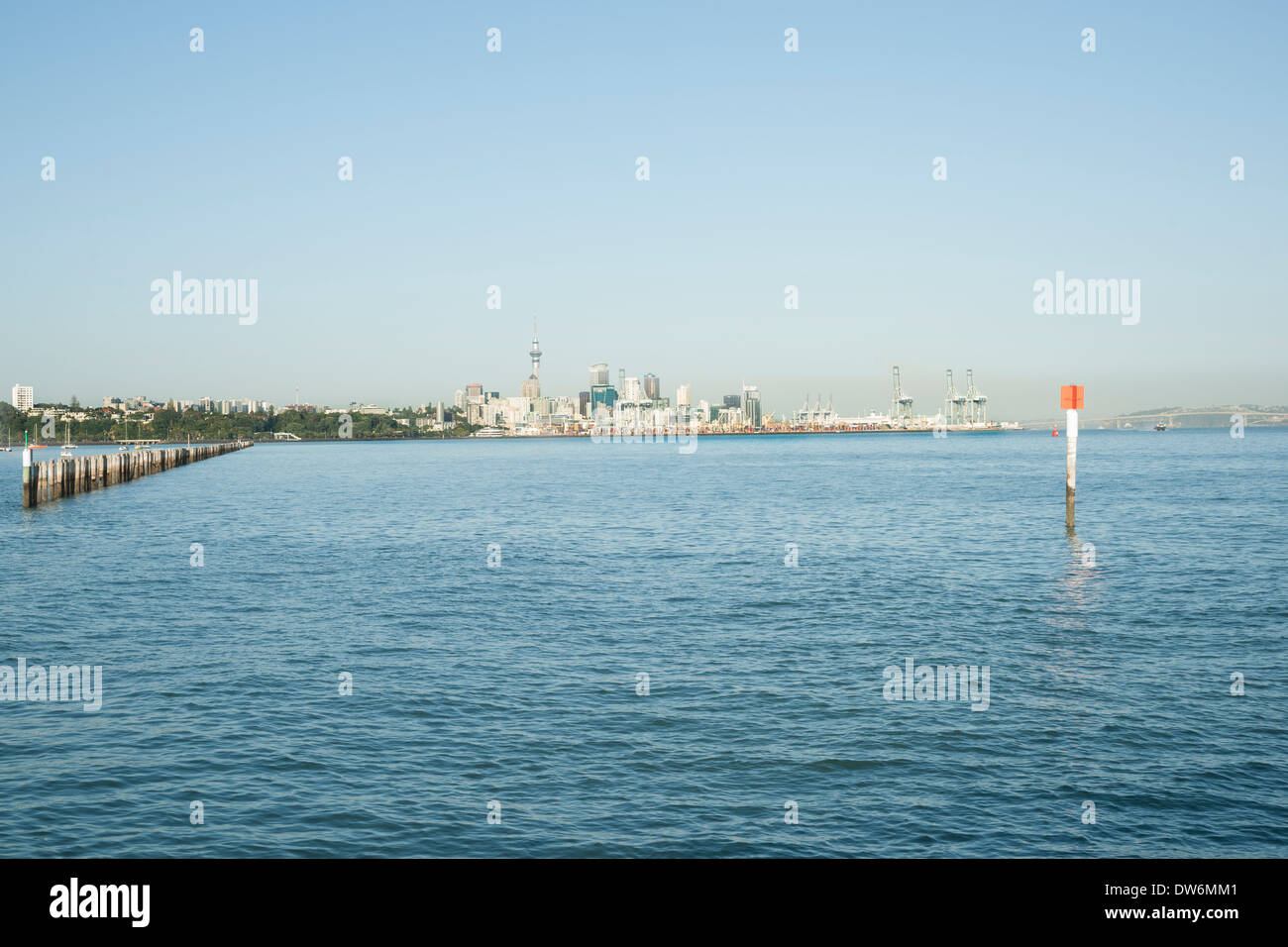 Auckland harbour from Okahu Bay jetty. Auckland.New Zealand Stock Photo ...