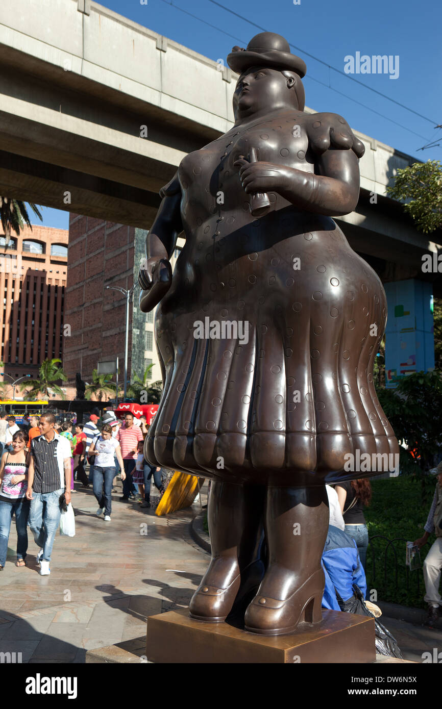 Colombia Medellin A bronze sculpture of woman by Fernando Botero in the ...