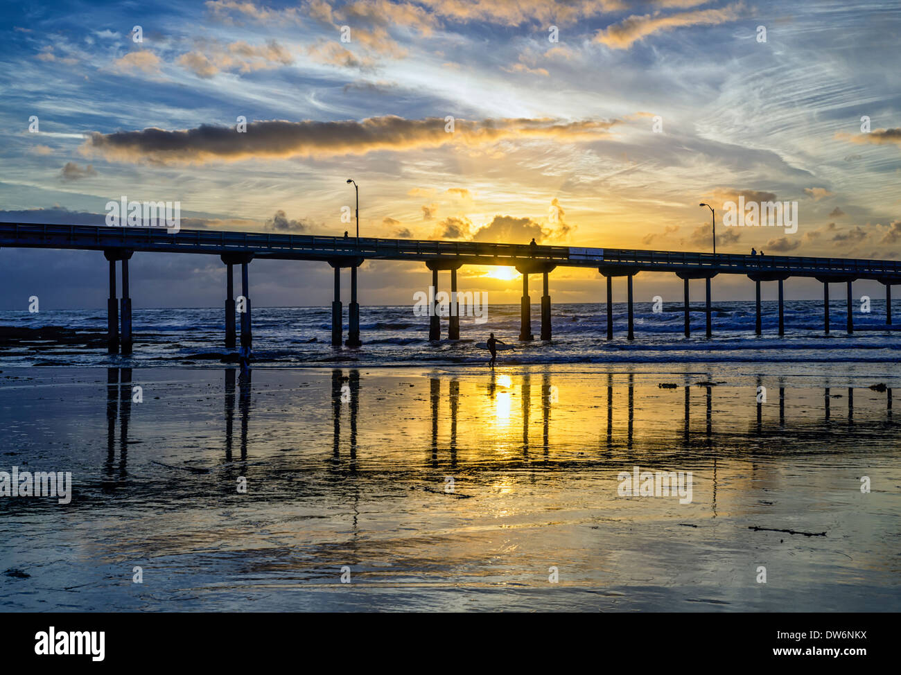Ocean Beach Pier during a vibrant sunset. San Diego, California, United ...