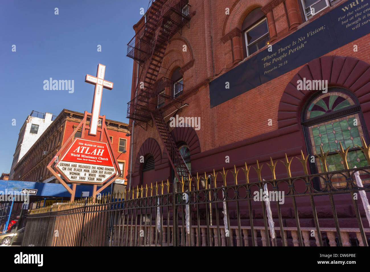 The ATLAH World Missionary Church on Lenox Avenue in Harlem in New York ...