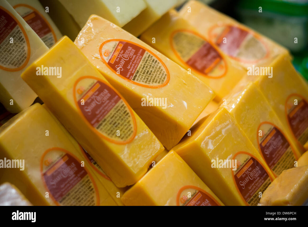 Packages of NYS Cheddar Cheese are seen in a supermarket in New York ...