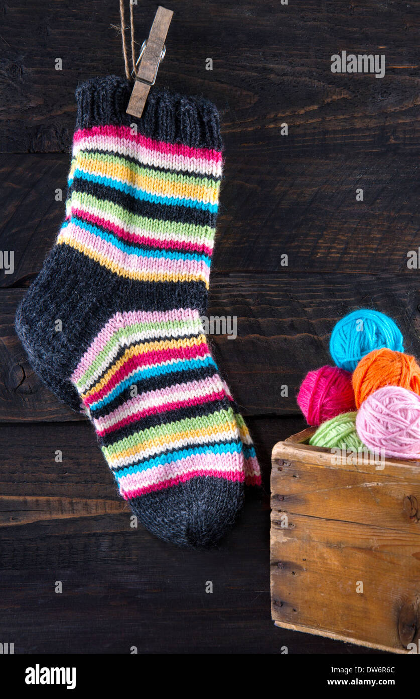 Colorful striped woolen socks Stock Photo - Alamy