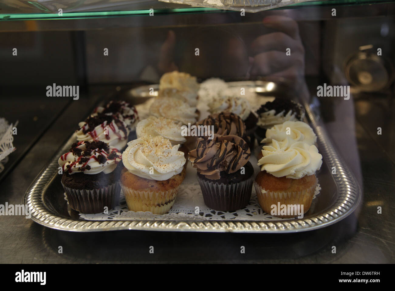 Cupcakes display at Manducatis Rustica restaurant in L.I.C Queens Stock ...