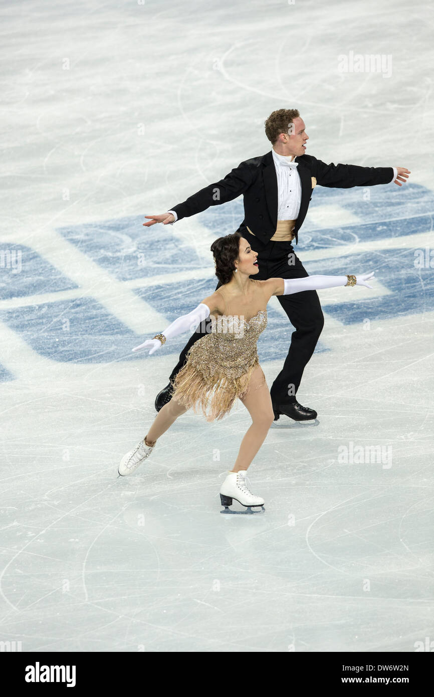 Madison Chock and Evan Bates (USA) performing in the Ice Dance short ...