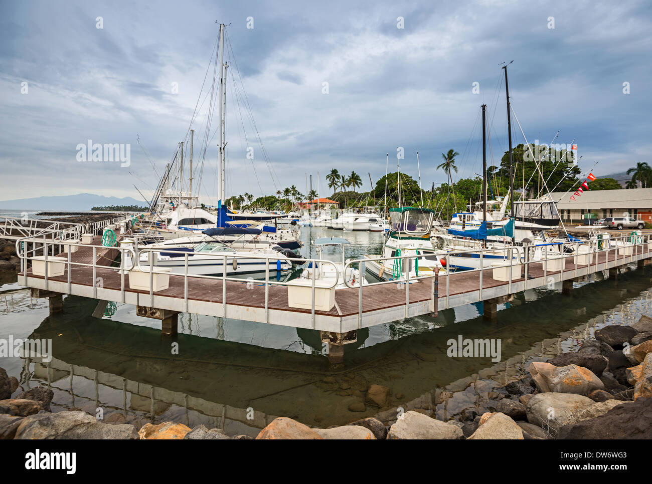 The world famous town of Lahaina on the Hawaiian island of Maui Stock ...
