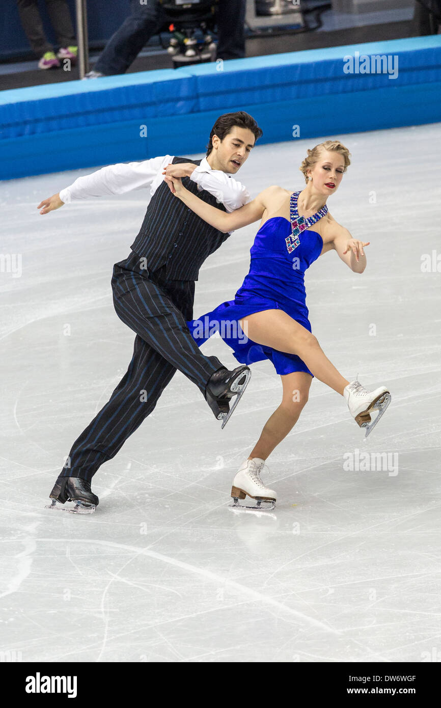 Kaitlyn Weaver and Andrew Poje (CAN) performing in the Ice Dance short ...