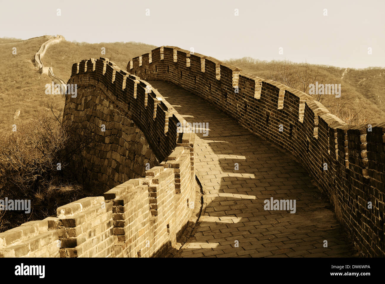 Great Wall in old yellow tone in Beijing, China Stock Photo - Alamy