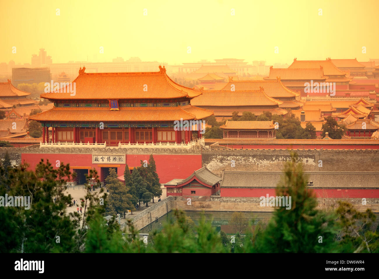 Aerial view of Imperial Palace in Beijing in red tone, China Stock ...